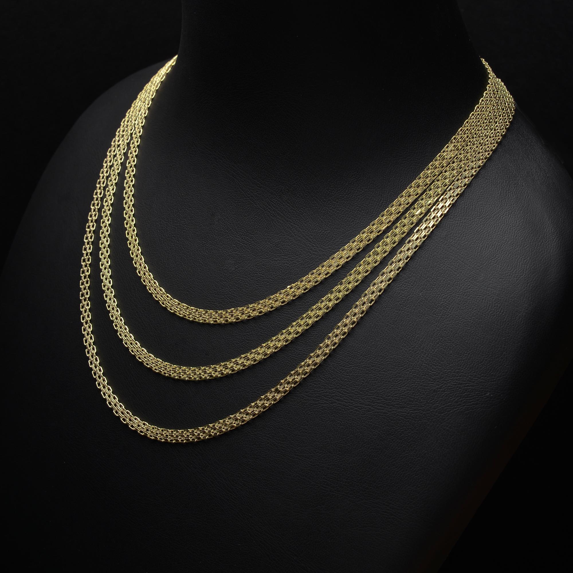 14K Solid Gold Bismark Necklace, 14K Gold Bismark Chain, Gold Chain ...