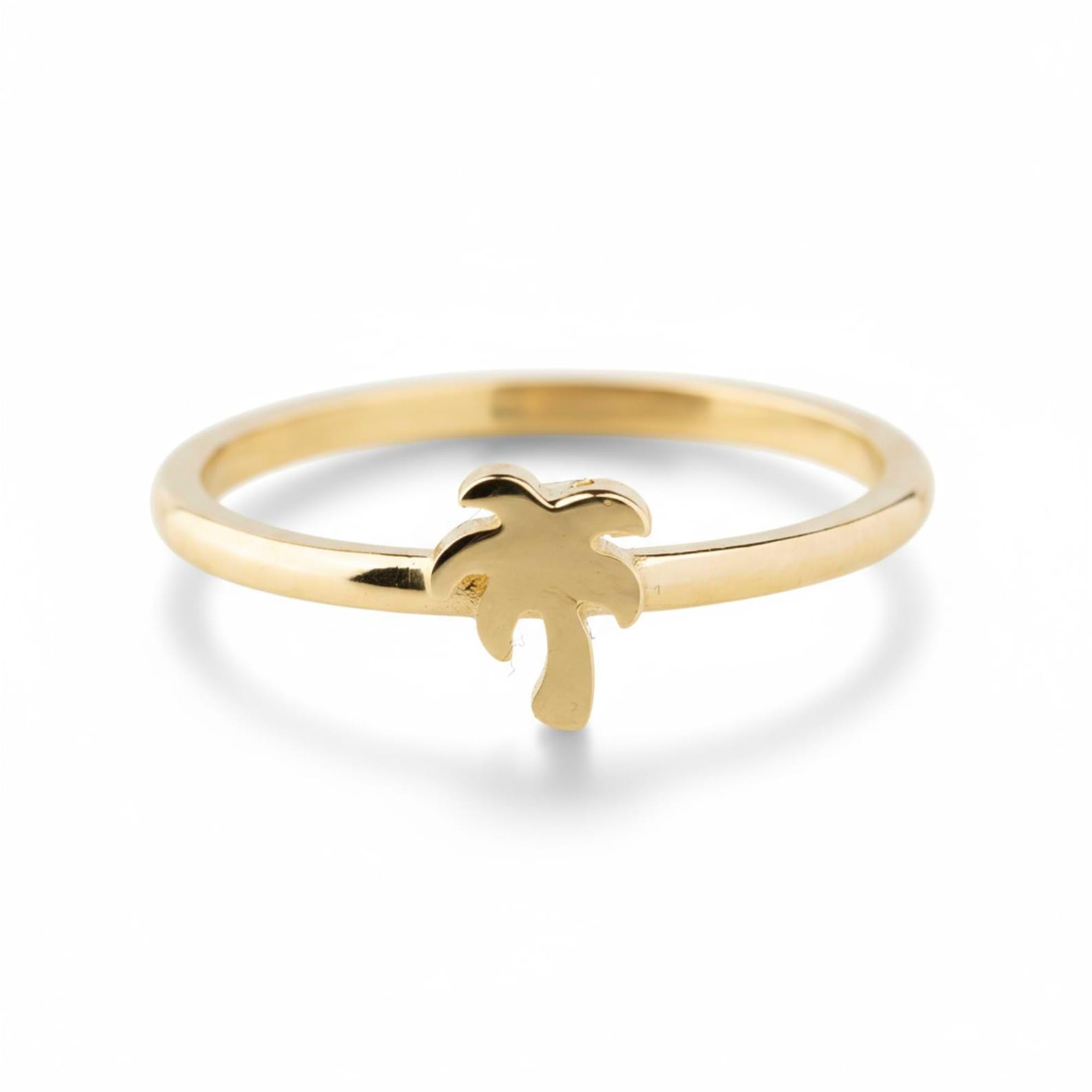 14K Solid Gold Palm Tree Ring: Tropical Jewelry Gift - Etsy