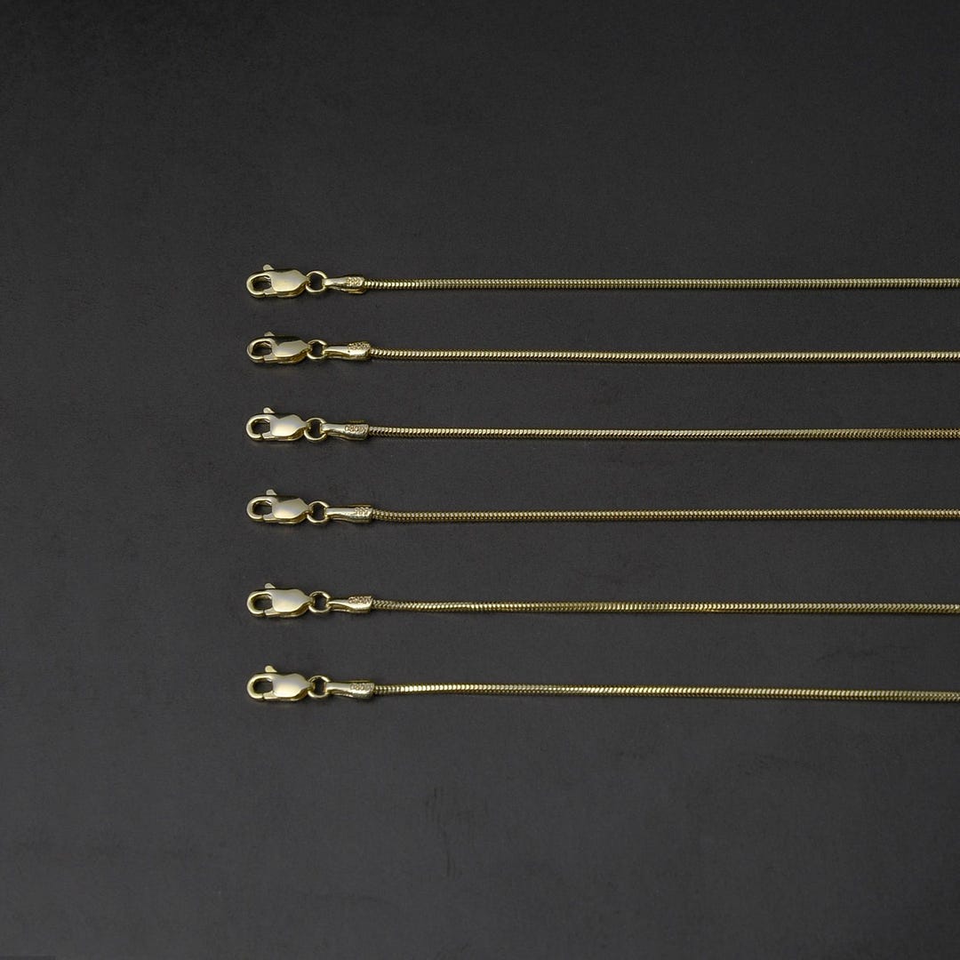 14K Solid Gold Round Snakechain Necklace - Solid Gold 1.25mm Snakechain ...