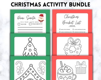 Christmas Printable Coloring Card for Kids, Holiday Activity, 5 Minute ...