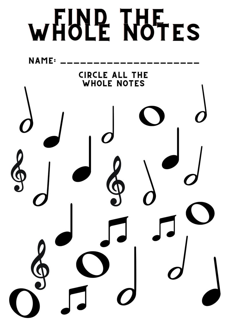 Circle the Whole Notes - Etsy