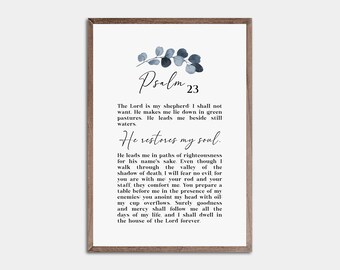 Psalm 23 Art Print, Boho Christian Print, Minimalist Scripture, Modern ...