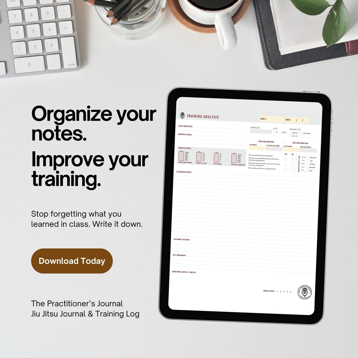 Jiu Jitsu Training Log - Printable & Digital | PDF Download (the ...