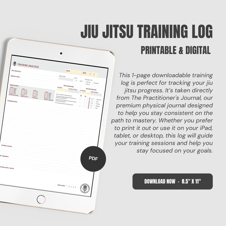 Jiu Jitsu Training Log - Printable & Digital | PDF Download (the Practitioner's Journal) - Etsy
