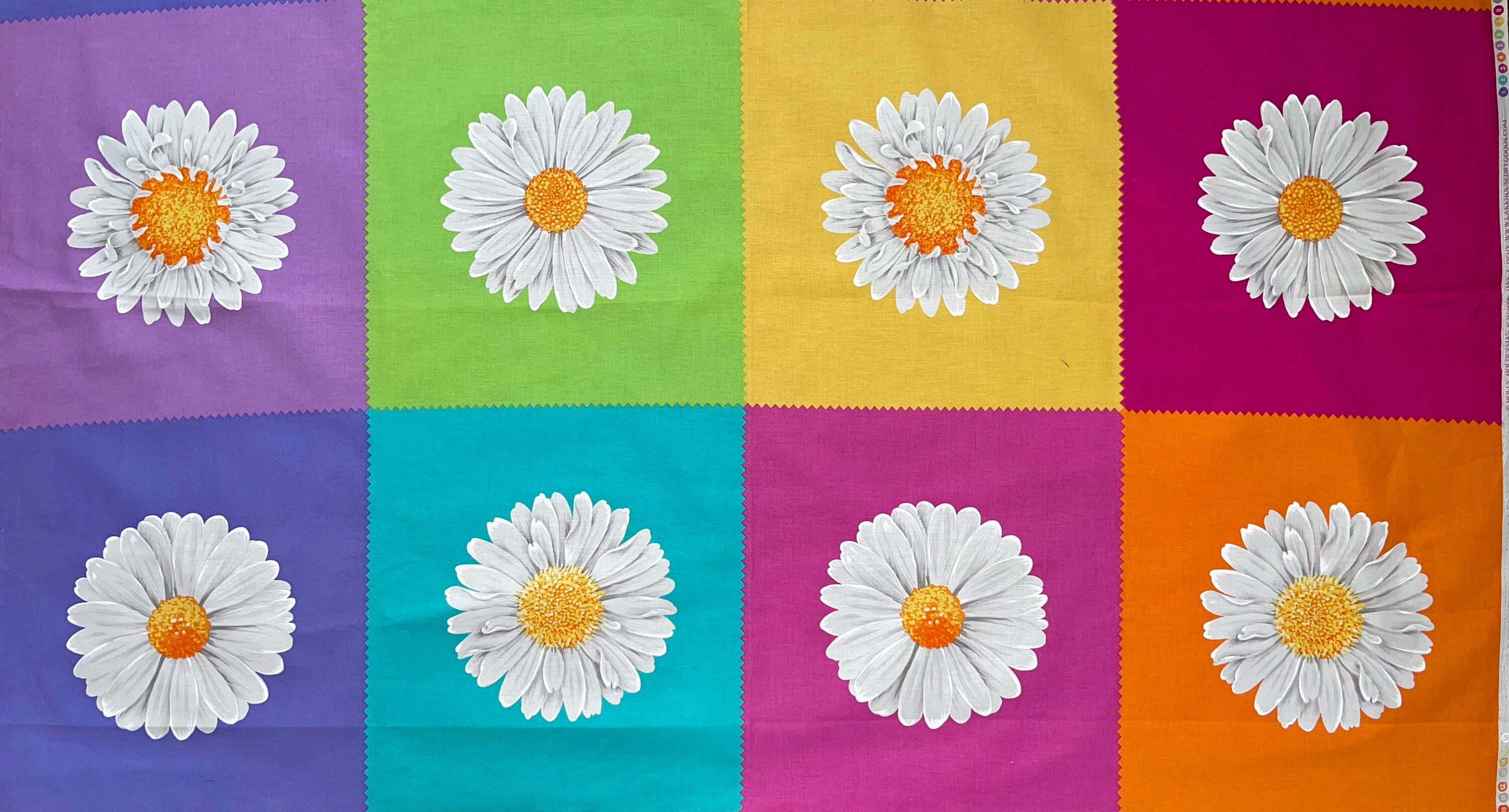 Colorful Daisy Blocks Panel by Holly Holderman 23.5x44 - Etsy