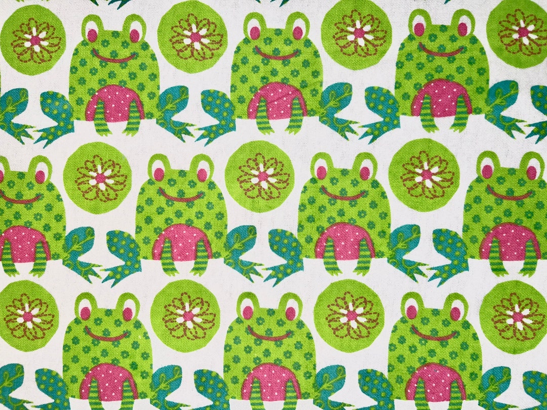 Rare Adorable Frog Flannel Fabric Fat Quarter continuous - Etsy