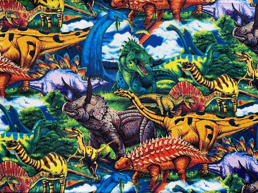 Realistic Dinosaur Collage Fabric Pre-cut Fat Quarter - Etsy