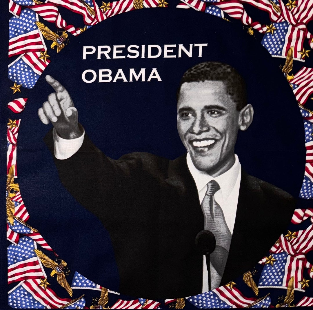 Barack Obama Fabric Panel President, 17.5x42 cotton, USA, Patriotic ...