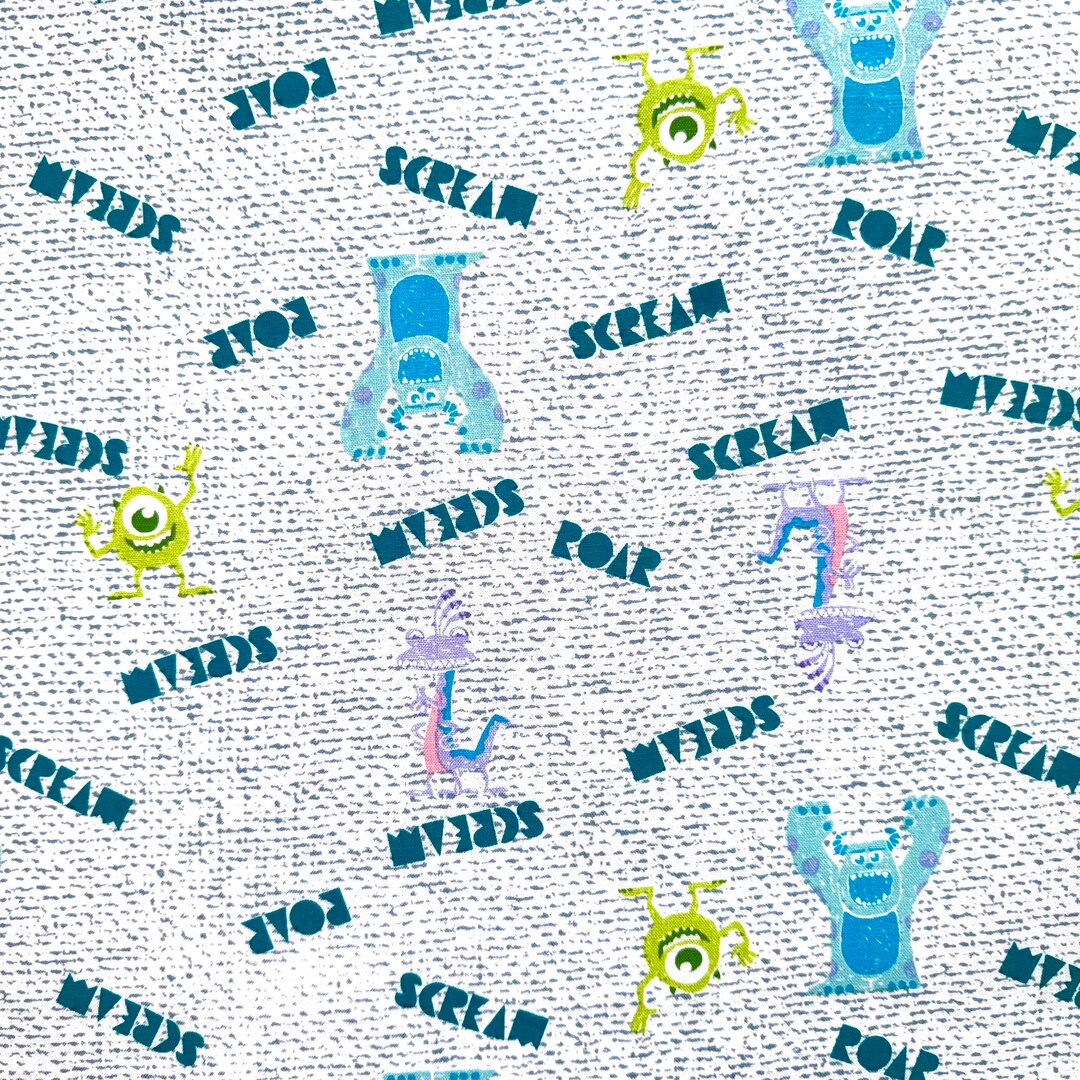Monsters Inc Fabric, Cotton Scream Roar Licensed (mike Wazowski Fabric ...