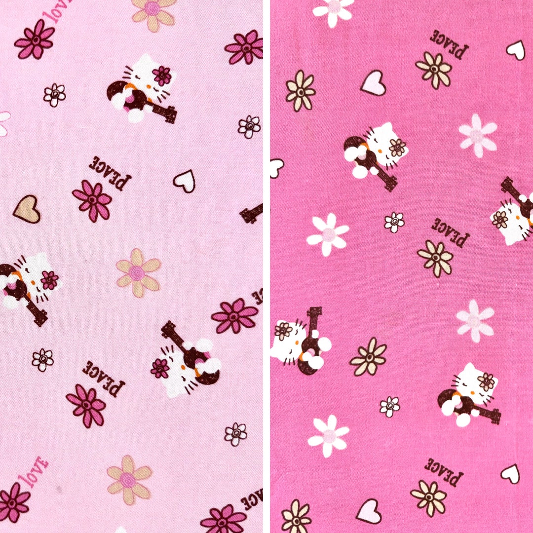 Hello Kitty Fabric Guitar Peace Licensed Cotton Rare 2011 by David ...