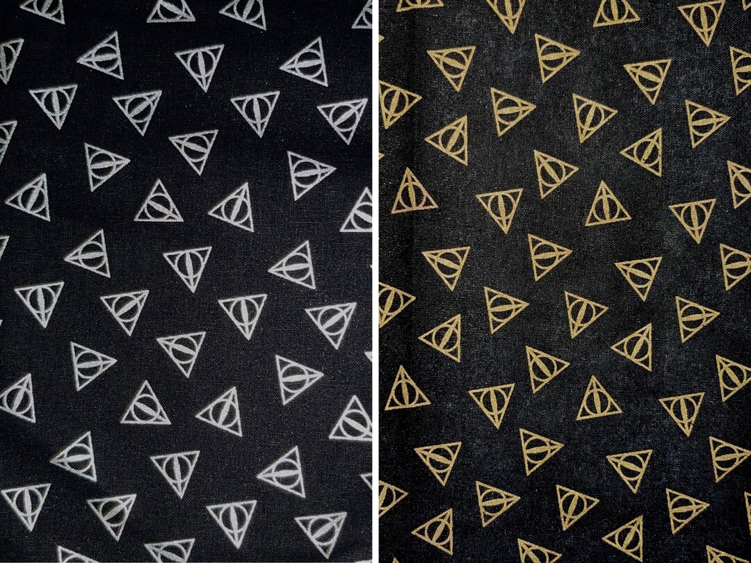 Harry Potter Deathly Hallow Logo Licensed Fabric Metallic Silver or ...