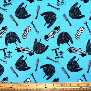 Grease Cotton Fabric Blue T-bird Icons Licensed (grease Movie Fabric ...