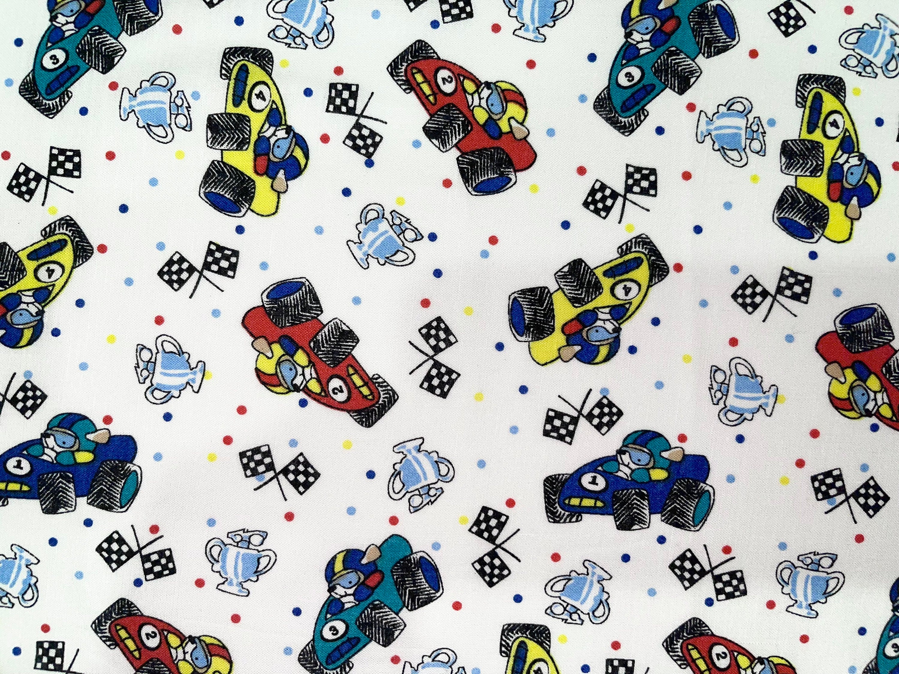 Go Kart Racer Fabric continuous Cut Cotton Kids Children - Etsy