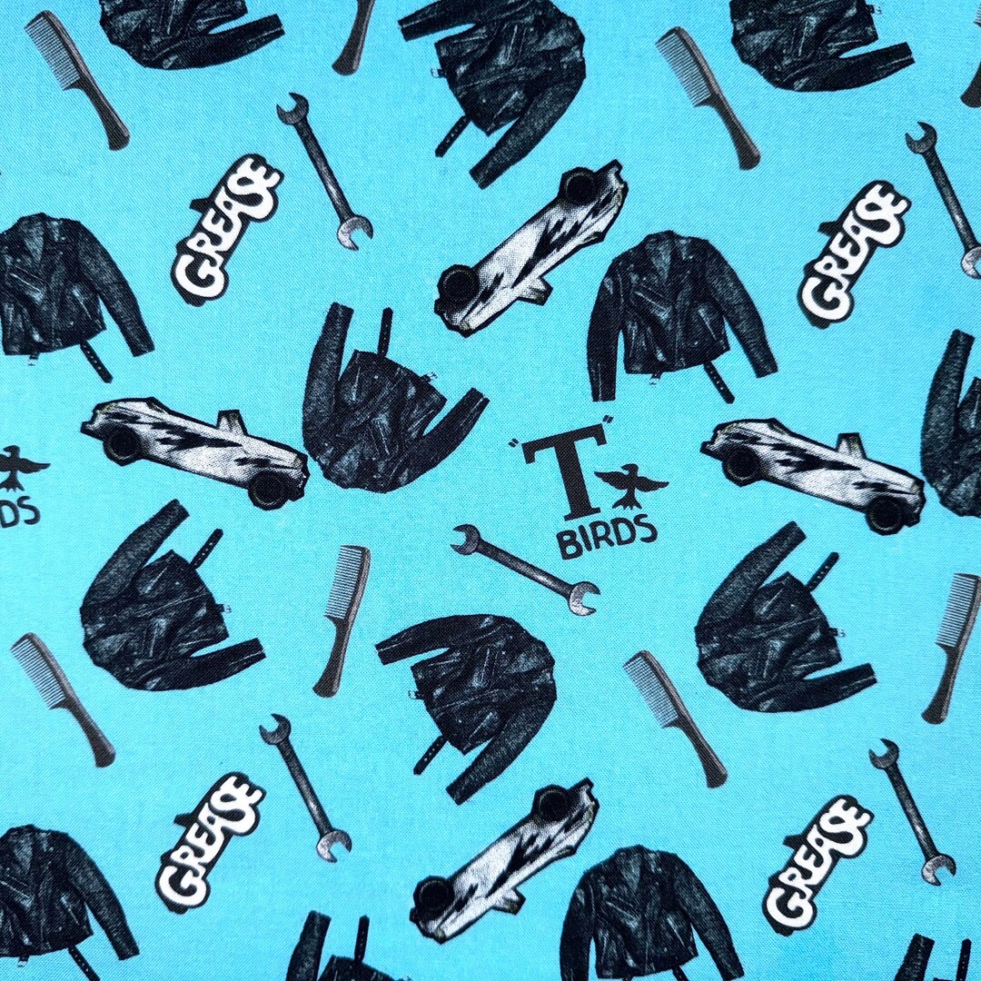 Grease Cotton Fabric Blue T-bird Icons Licensed (grease Movie Fabric ...