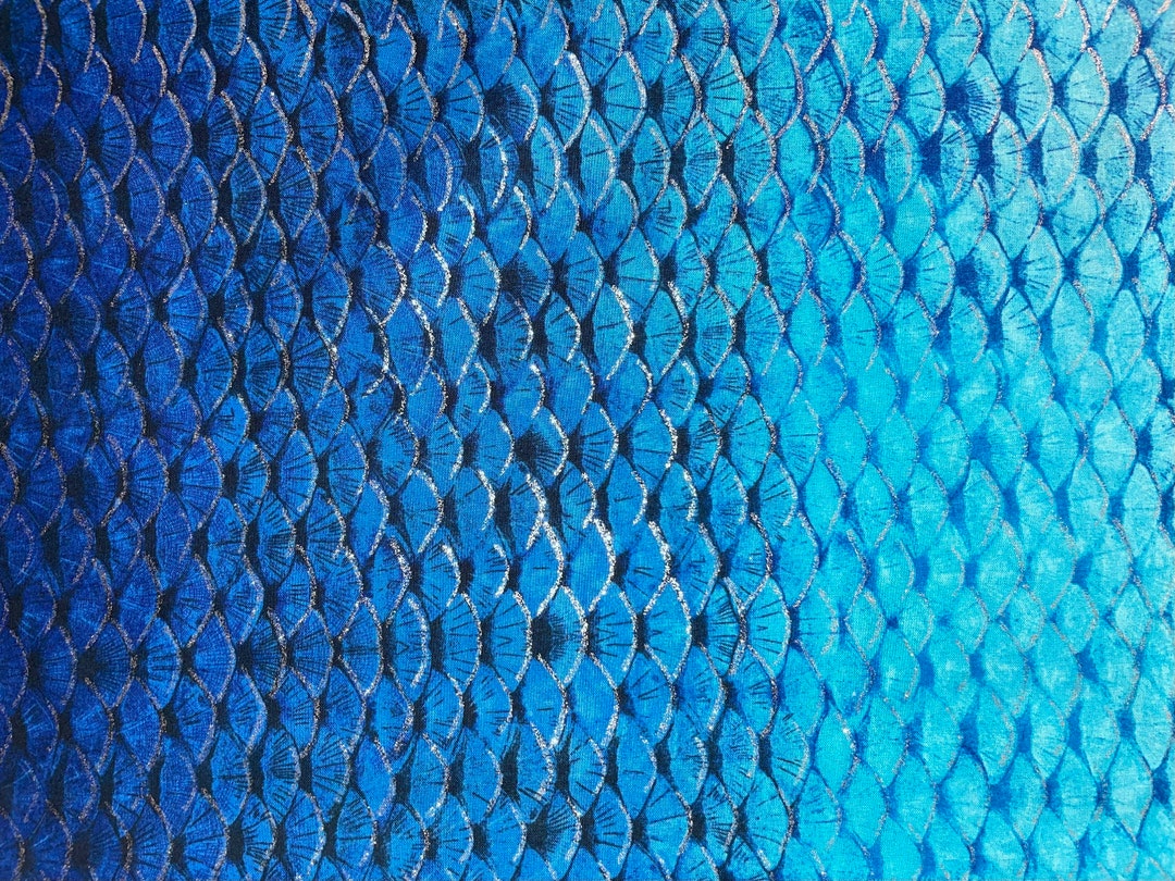 Mermaid Fish Scales Fabric Ombre Blue With Silver Glitter - Etsy