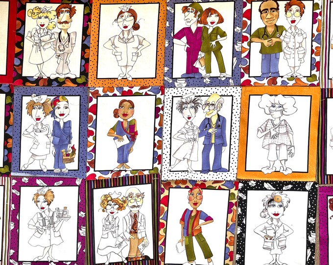 Super RARE Nurse Central Fabric Panel Cut Outs by Loralie Harris for ...