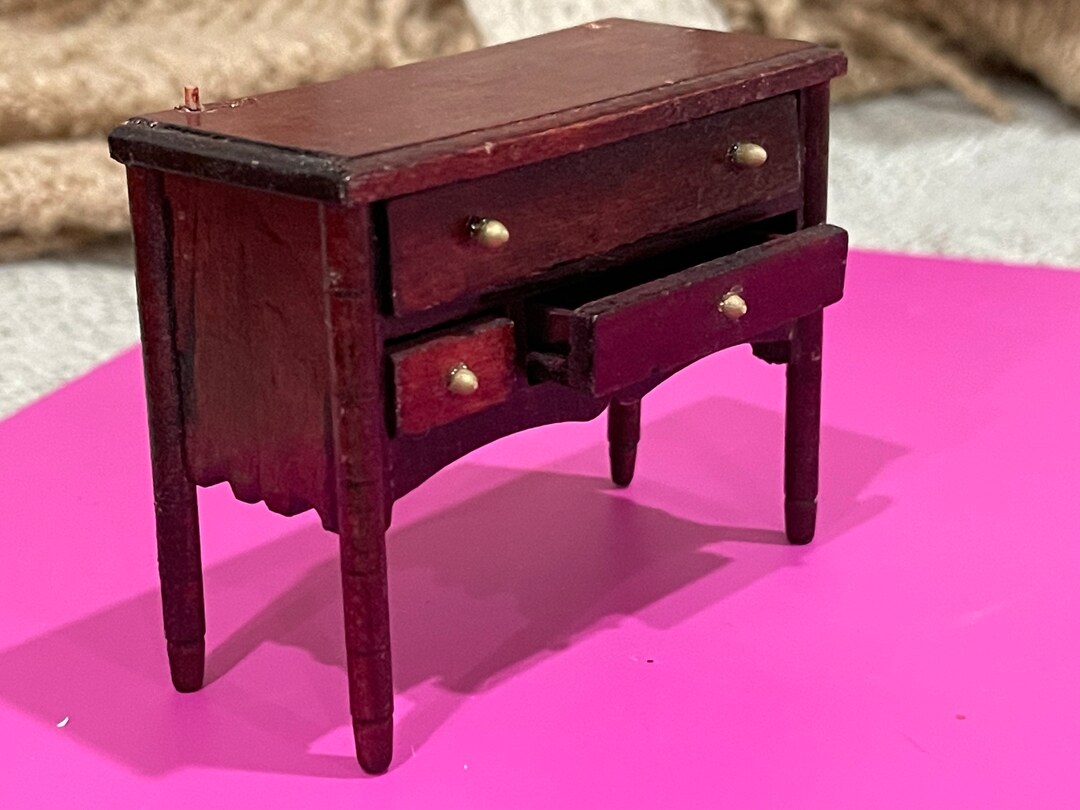 Vintage Miniatures Desk dollhouse Furniture, Mahogany Wood, Drawers ...