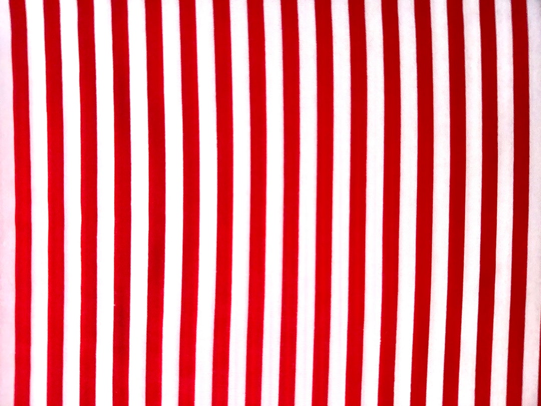 Red & White Stripe Fabric, Half Yard continuous Cut, Cotton, USA, 4th ...
