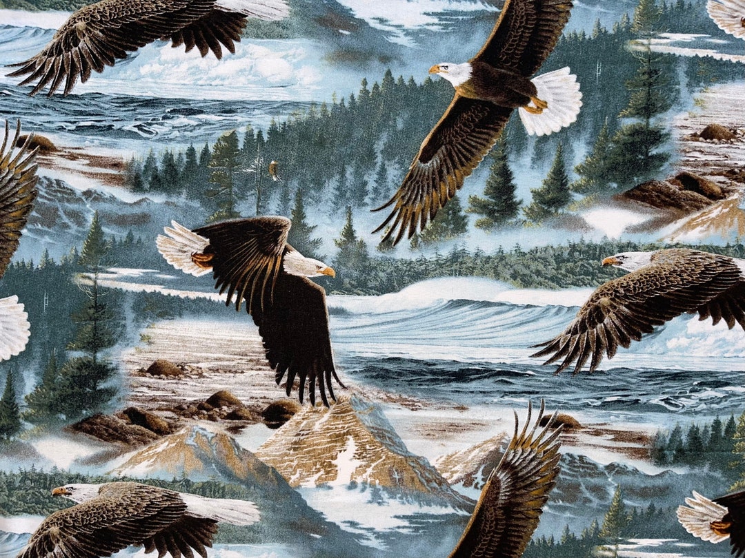 Flying Bald Eagle Fabric by David Textiles Half Yard - Etsy