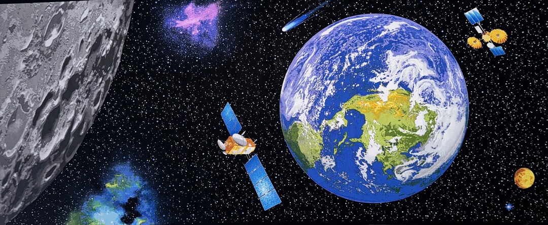 Outer Space Fabric Panel I Think I Need Space 57”x23” by Benartex Space ...