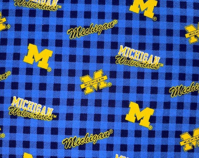 University of Michigan Flannel Licensed Fabric, Fat Quarter (continuous ...