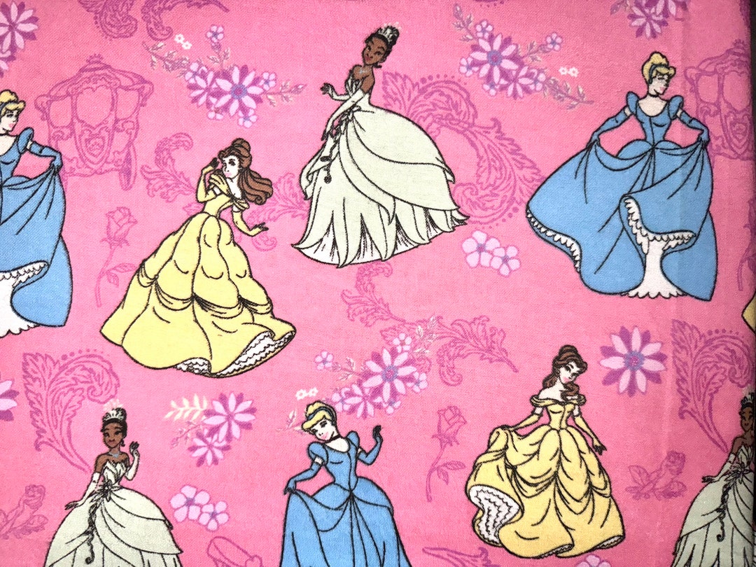 Rare Disney Princess 2010 Pink Flannel Licensed Fabric by Springs ...