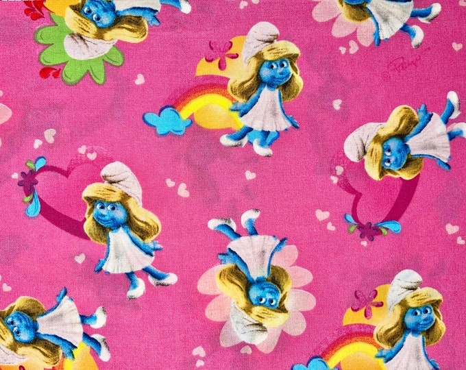 Pink Smurffette Fabric by Cranston VIP 2011 cotton, Rare, Children ...