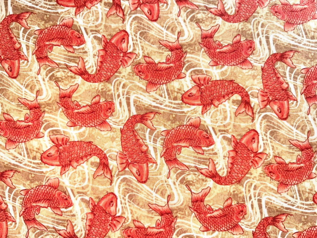 Rare Koi Fish Fabric, Fat Quarter (continuous Cut, Cotton, Lucky, Good ...