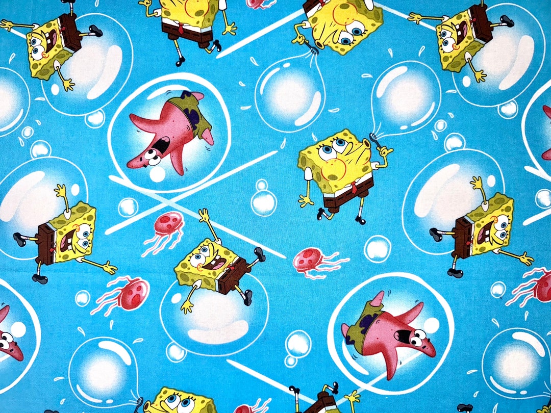 Spongebob Licensed Fabric by Hasbro, 18x30 continuous Cut, Pink, Purple ...