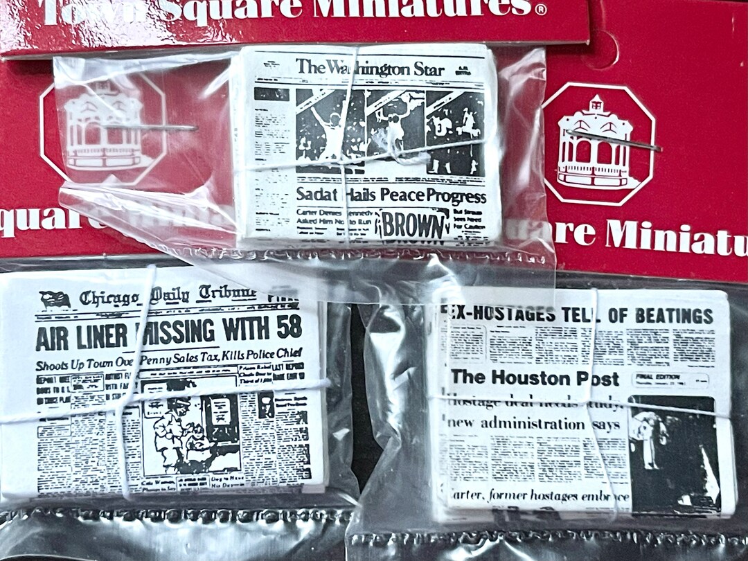 Miniature Vintage Newspaper Stack the Washington Star, Houston Post ...