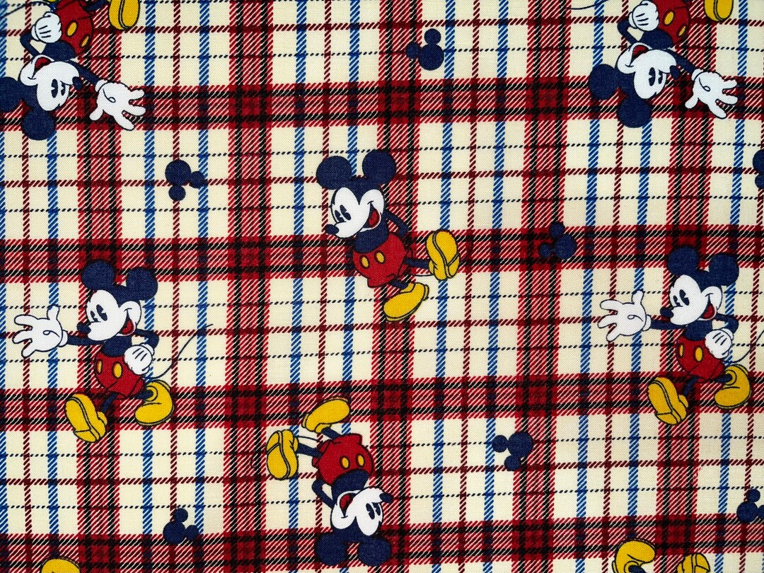 RARE Disney Plaid Mickey Mouse Licensed Fabric Fat Quarter - Etsy