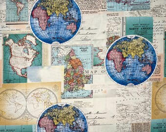 Fabric Vintage Maps - Etsy