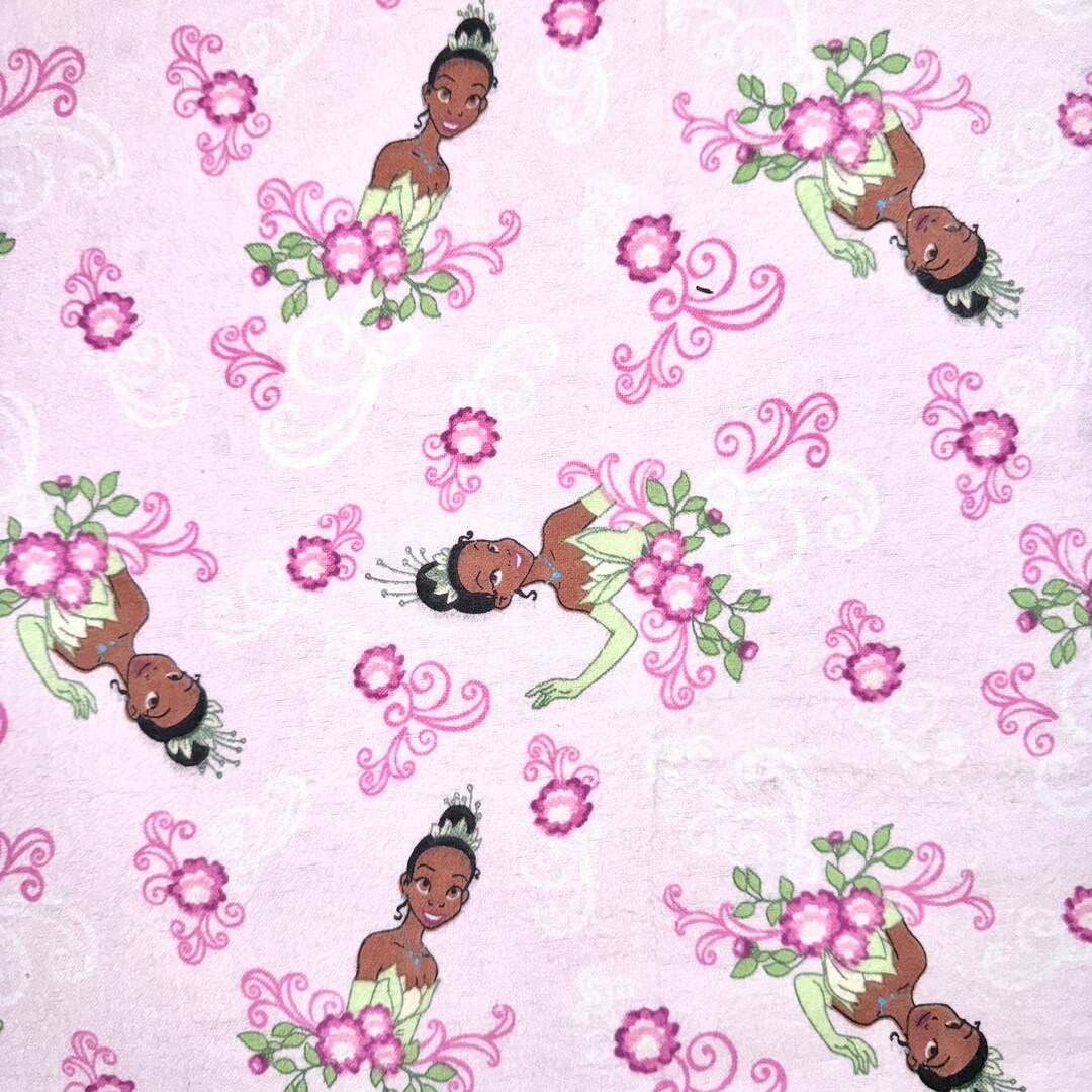 Rare Princess Tiana Flannel Fabric Licensed Cotton Pink Floral princess ...