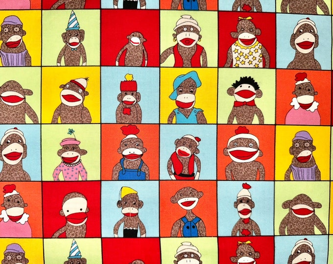 Funky Monkey Fabric Bu Erin Michael for Moda, Fat Quarter continuous Cut, Cotton, Unique, Rare ...