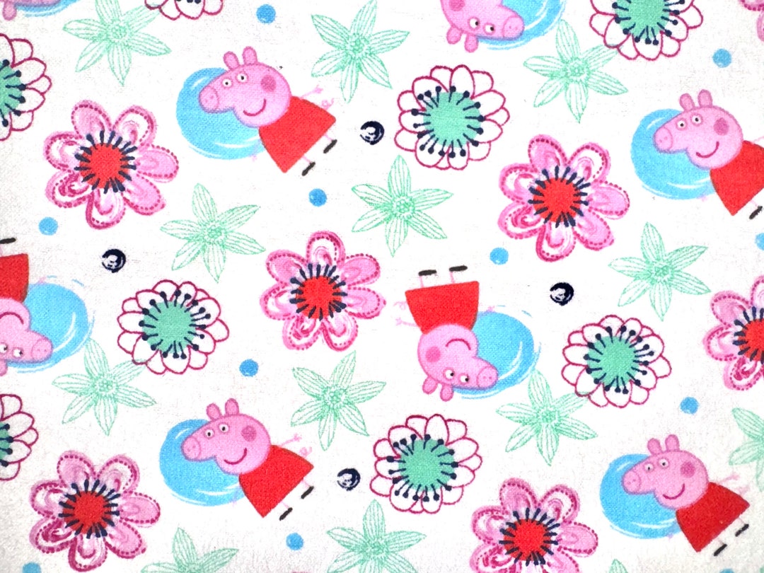 RARE Peppa Pig White Toss Flannel Licensed Fabric by Springs Creative ...