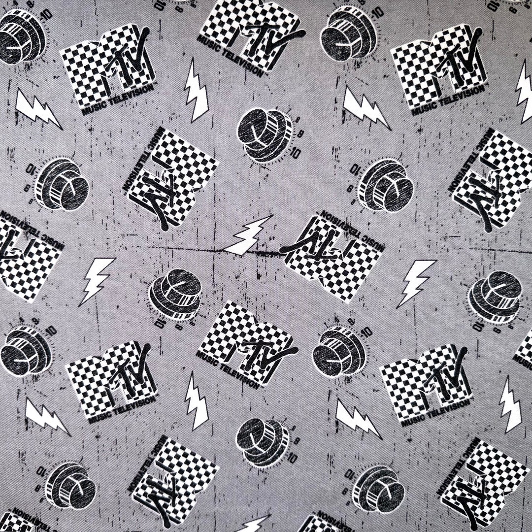 MTV Musical Television Fabric Volume Dial Cotton Licensed 90s Fabric ...