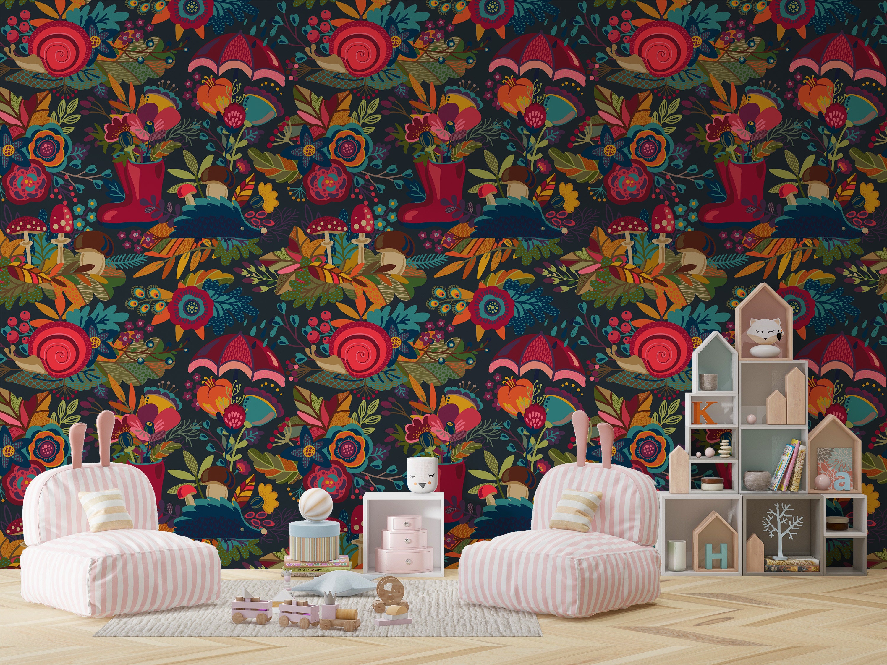 Kids Wallpaper Red Watercolor Kids Peel and Stick Wallpaper - Etsy