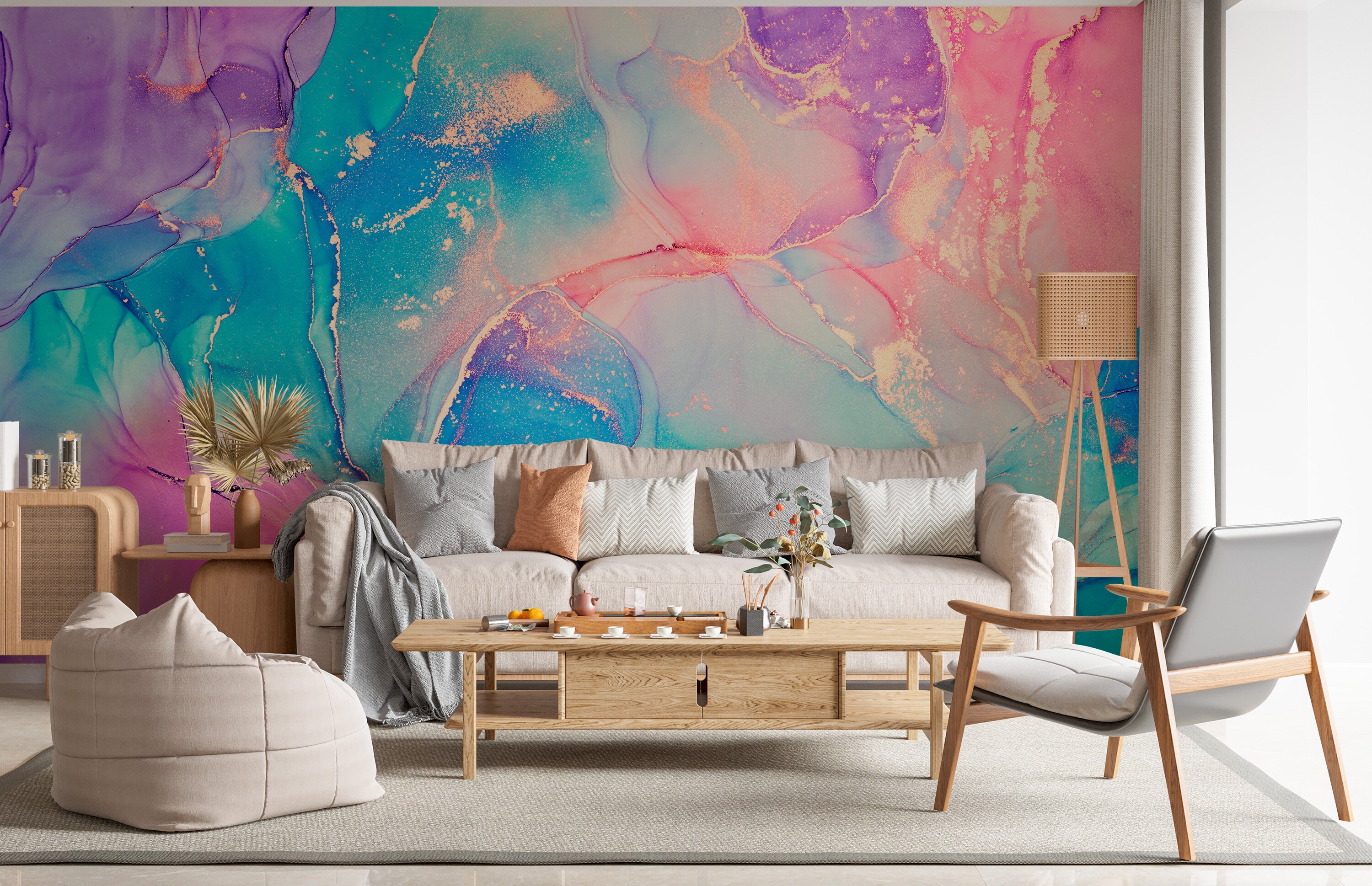 Colorful Marble Wallpaper Marble Wallpaper Peel and Stick - Etsy