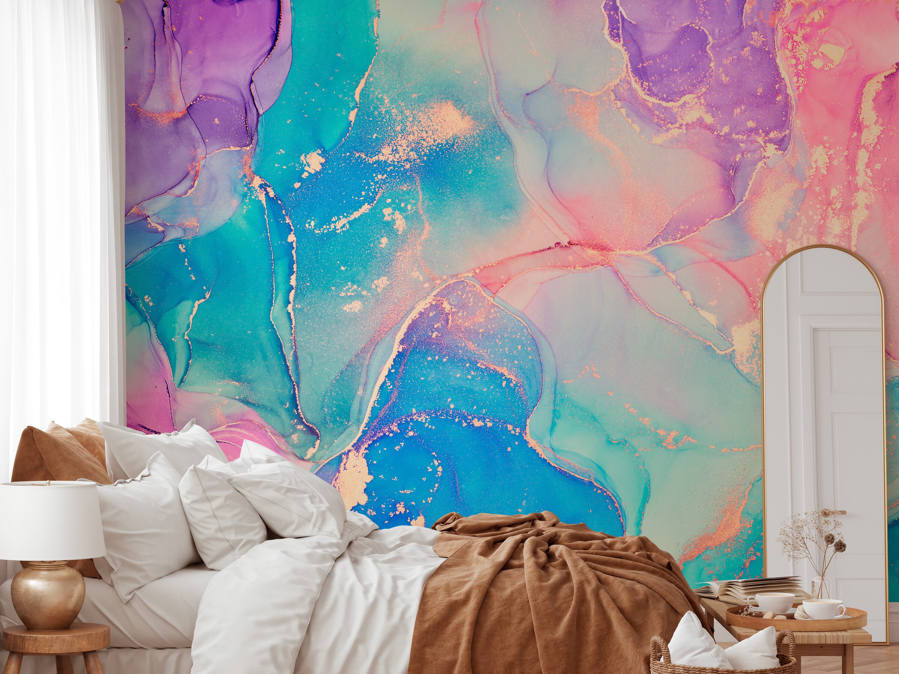 Colorful Marble Wallpaper Marble Wallpaper Peel and Stick - Etsy