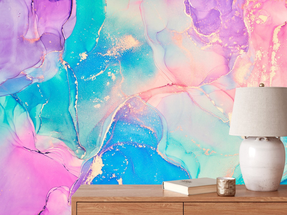 Colorful Marble Wallpaper Marble Wallpaper Peel and Stick - Etsy