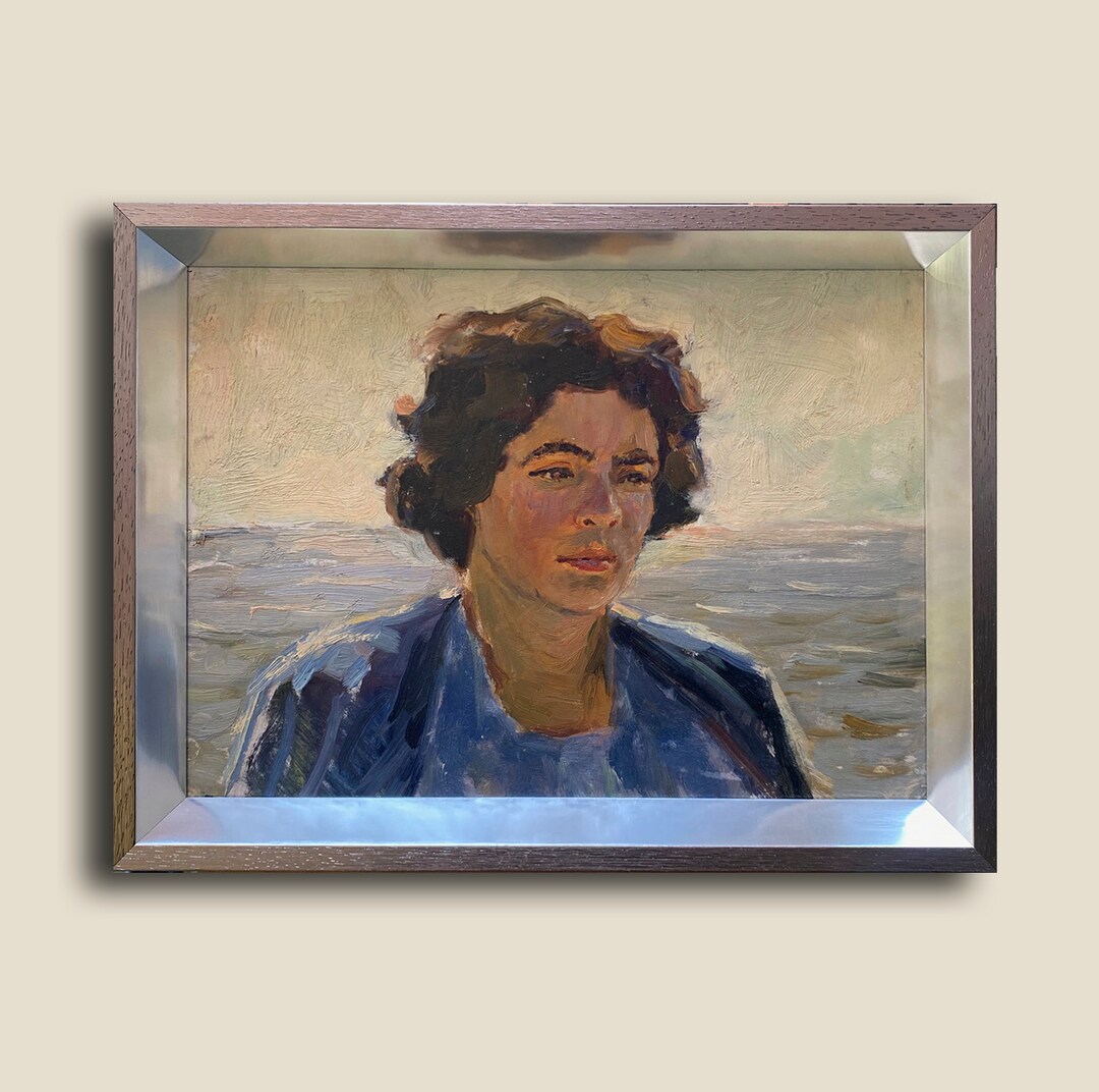 ORIGINAL Portrait of a Woman on the Sea Vintage 1953 Ukrainian Artist Tkachenko Evgeniy - Etsy