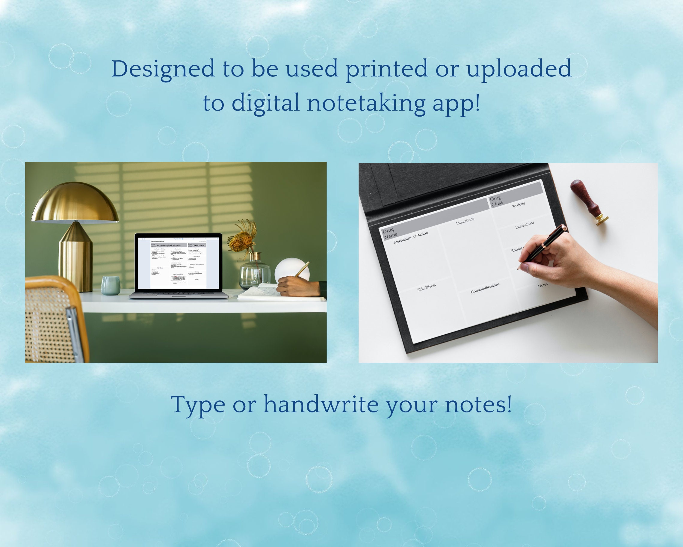 Pharmacology Note Template/revision Sheet for Medical School/nursing ...