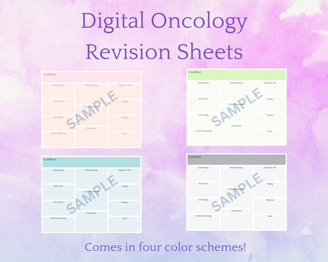 Oncology Note Template/revision Sheet for Medical School/nursing School ...