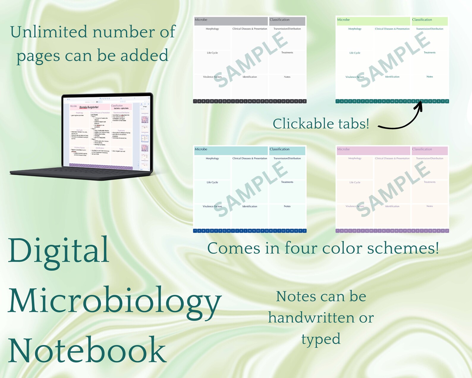 Digital Notebook- Microbiology Notebook Template for Medicalschool ...
