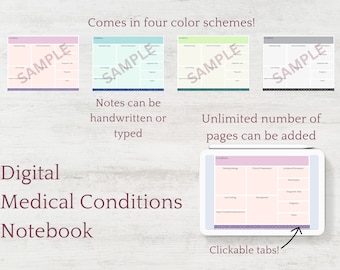 Digital Notebook- Medical Conditions Notebook/revisions for Medical ...