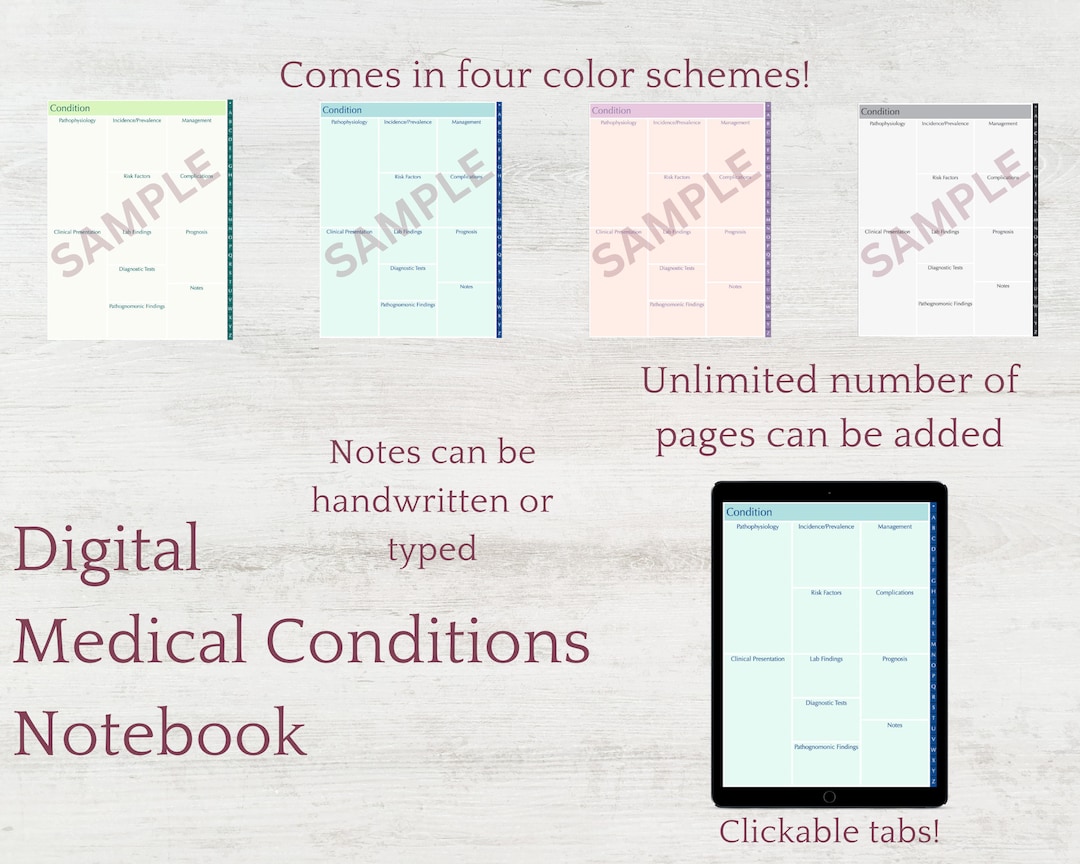 Digital Notebook- Medical Conditions Notebook/revisions for Medical ...