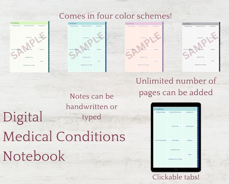 Digital Notebook- Medical Conditions Notebook/revisions for Medical ...
