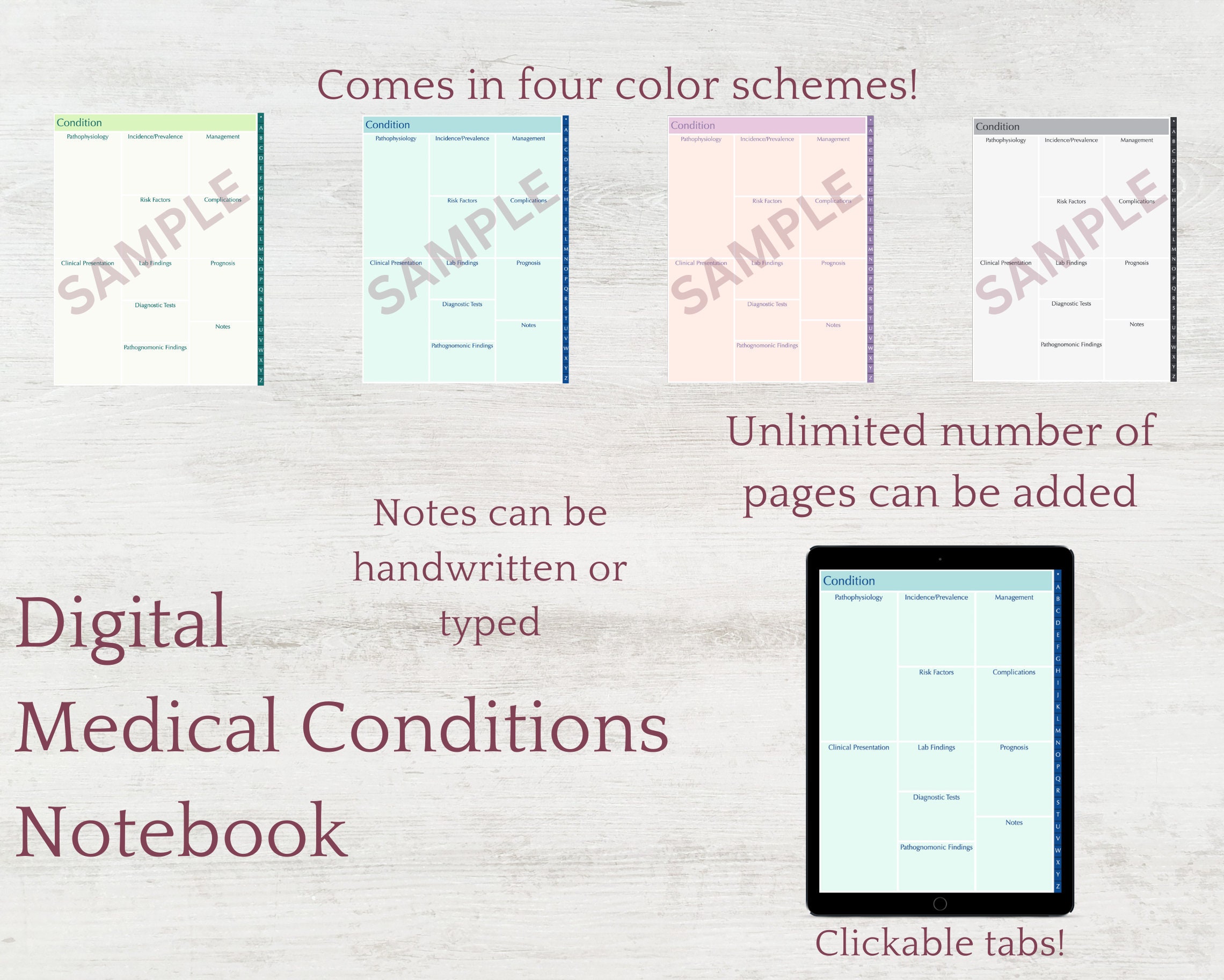 Digital Notebook- Medical Conditions Notebook/revisions for Medical ...
