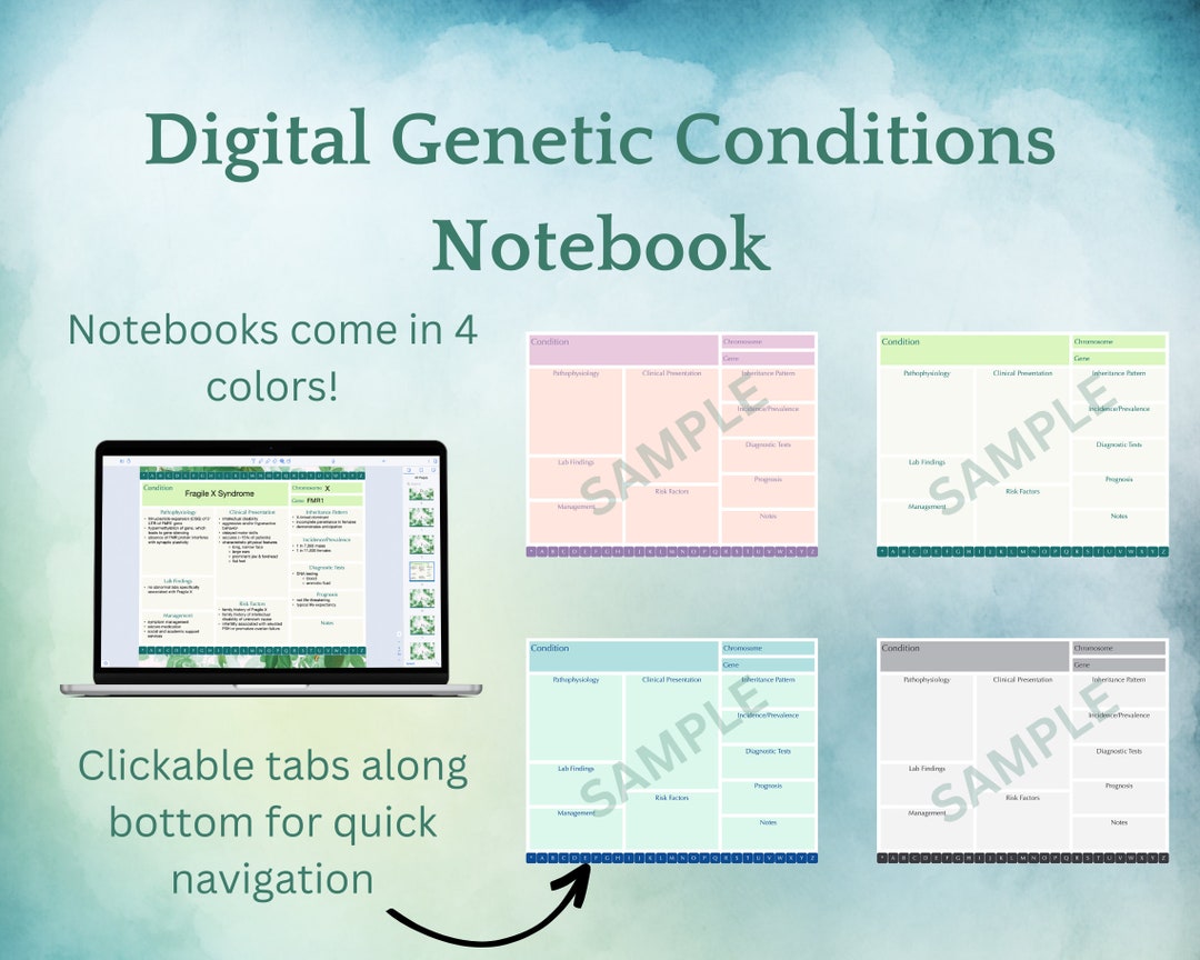 Digital Notebook- Genetic Conditions; Revision Notebook Template for ...