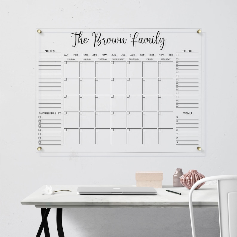 Acrylic Wall Calendar Personalized Family Planner Monthly - Etsy